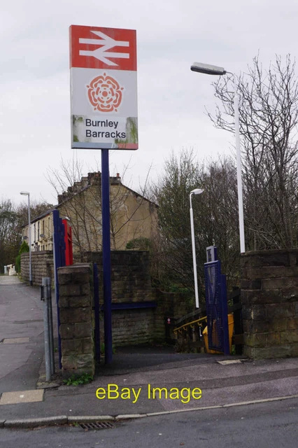 PHOTO 6X4 BURNLEY Barracks Station The National Rail logo and a red ...