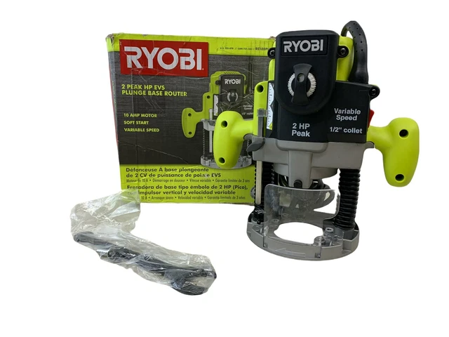 RYOBI PLUNGE ROUTER 10 Amp 2 HP Corded Spindle Lock Soft Start Variable ...