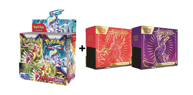COMBO! 2X ELITE Trainer Box+1x Booster Box Scarlet & Violet Base SV01 ...