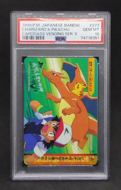 PSA 10 CARTE Pokemon Charizard & Pikachu 277 Japonais Bandai Carddass ...