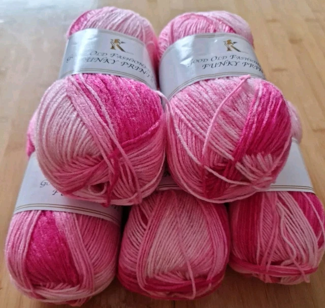 GOOD OLD FASHIONED Funky Prints DK Knitting Crochet Yarn 5x100g Balls ...