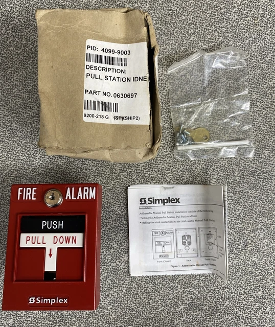 SIMPLEX 4099-9003 ADDRESSABLE Fire Alarm Pull Station 0630697 $89.95 ...
