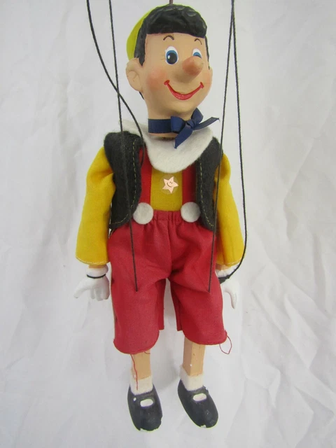 VINTAGE PINOCCHIO PLASTER wooden String Puppet Marionette toy VGC Czech ...