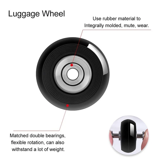 LUGGAGE SUITCASE RUBBER Caster Wheels Replacement Set for Repair Kit ...