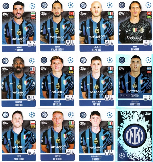 TOPPS UEFA CHAMPIONS League 2024/25 Sticker Alle 12 Team Internazionale Milano EUR 3,16 ...