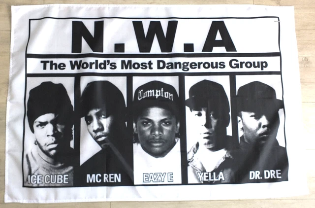 NWA BAND FLAG Poster Banner (80-120)cm Shed Man Cave Bar Rap Ice Cube ...