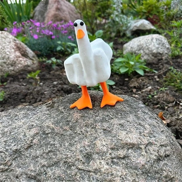 MIDDLE FINGER DUCK Resin Figurines,Funny Middle Finger Duck Statue ...