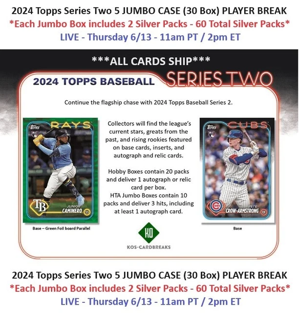 JOSH ROJAS 2024 Topps Series 2 JUMBO 5 ÉTUI 30 boîte PAUSE JOUEUR EUR 2 ...