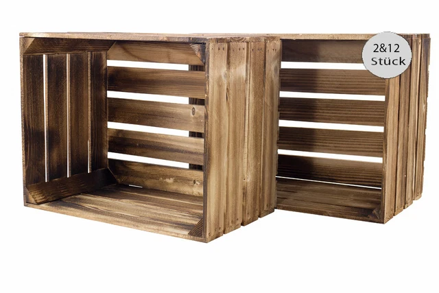 2,12ER SET GEFLAMMTE Obstkiste Holzkisten Weinkisten Kiste Box Geschenkbox EUR 18,99 - PicClick DE