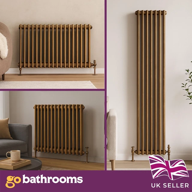 TRADITIONAL 2 COLUMN Brass Radiator Horizontal Vertical Central Heating ...