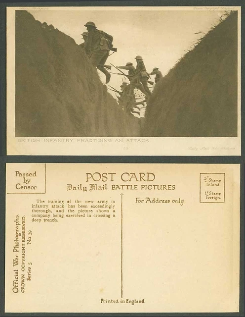 WW1 DAILY MAIL Old Postcard British Infantry Practising an Attack ...