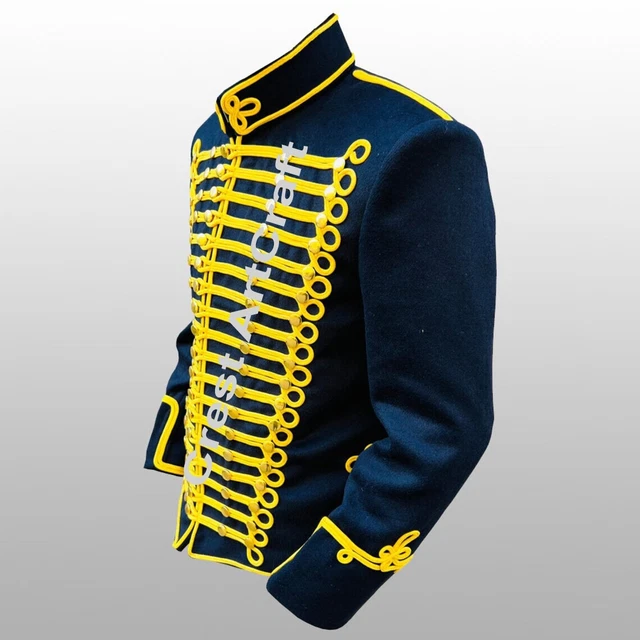 NAPOLEONIC HUSSARS JACKET Navy Blue Tunic Military Uniform Jacket Men ...