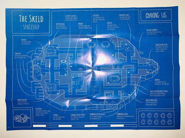 AMONG US THE Skeld Spaceship Game Map Paper Poster Insert $8.99 ...