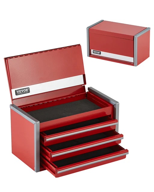 VEVOR TOOL BOX Cassetta Attrezzi Portatile in Metallo 218 mm 3 Cassetti ...