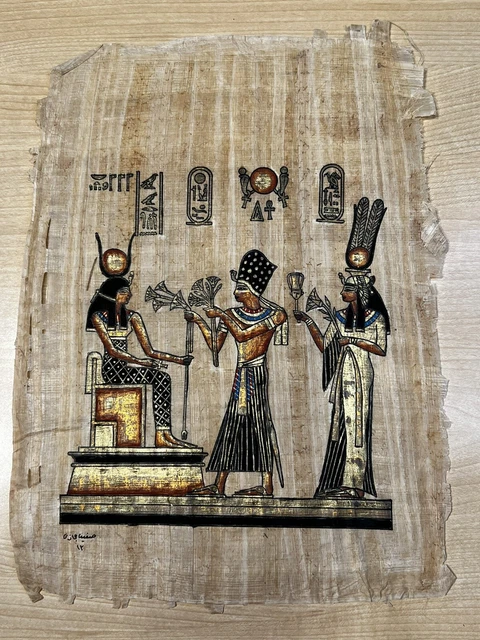 ORIGINAL SIGNED EGYPTIAN Papyrus Of Nefertari & Hector. Made & Painted ...