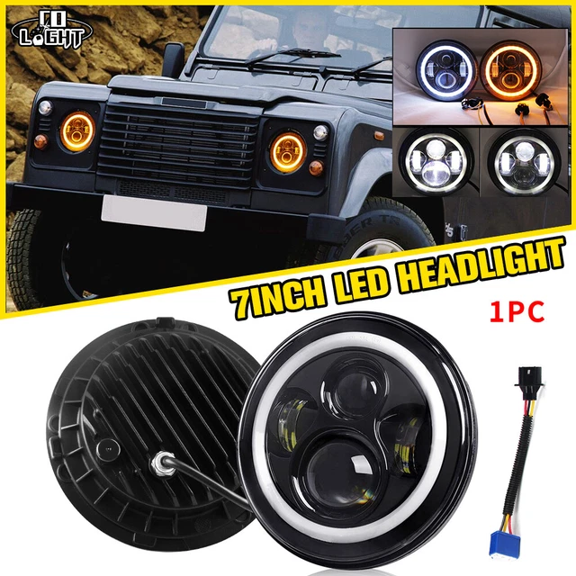 FOR LAND ROVER Defender 90 110 130 7inch LED Headlight Halo Angel Eyes ...