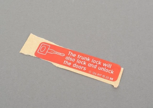 MERCEDES BENZ W140 S-Class Trunk Lock Sticker Label Decal Genuine ...