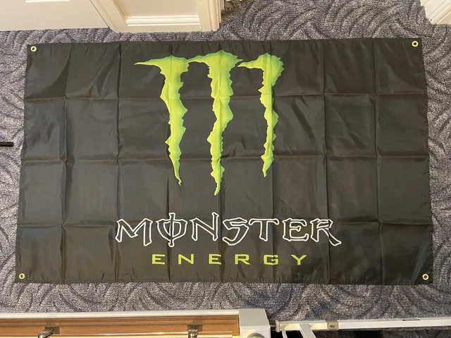 MONSTER ENERGY DRINK Flag Banner - Approx 5ft x 3ft - Man Cave Pub Bar ...