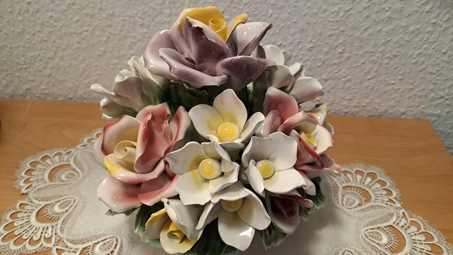 GROSSE CAPODIMONTE BLUMENSCHALE aus Porzellan selten Vintage EUR 95,00 ...
