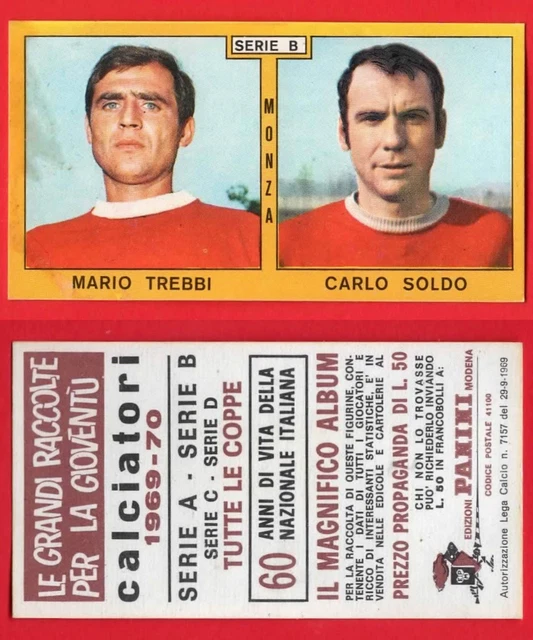 FIGURINA CALCIATORI PANINI 1969/70 - Nuova/New - Trebbi/Soldo - Monza ...