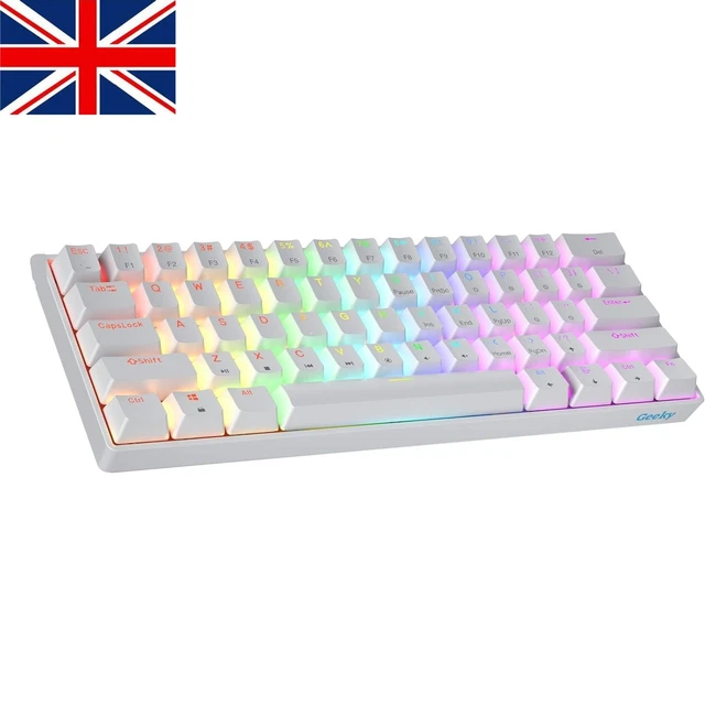 GEEKY LIGHT UP 60% Mechanical Gaming Keyboard RGB LED Backlit for PC ...