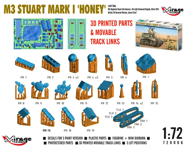 MIRAGE 720006 M3 Stuart Mk.I 'Honey' Light Tank scale 1/72 $29.91 ...