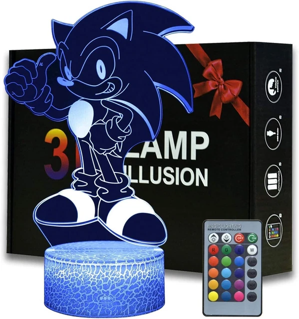 SONIC THE HEDGEHOG LED Night Light 3D Illusion Lamp Bedside Table Desk ...