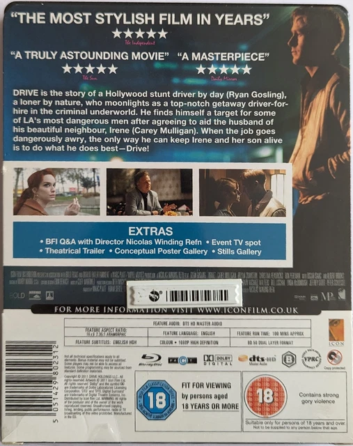 DRIVE (2011) RYAN Gosling Blu-Ray Steelbook Hmv Exclusive New And ...
