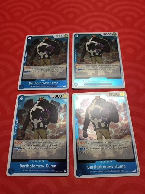 ONE PIECE TCG - Romance Dawn Bartholomew Kuma - OP01-074 Blue Rare x4 ...