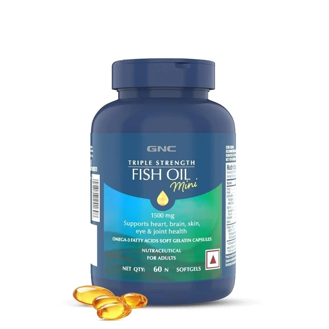 GNC 1500 MG Triple Strength Fish Oil Mini Omega 3 Softgels For Men ...