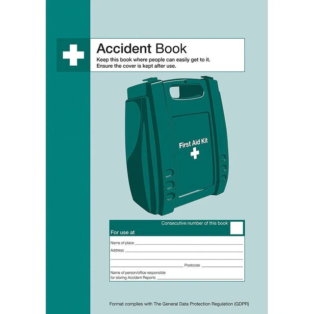 FIRST AID INJURY ACCIDENT REPORT BOOK FOLDER HSE Compliant Office ...