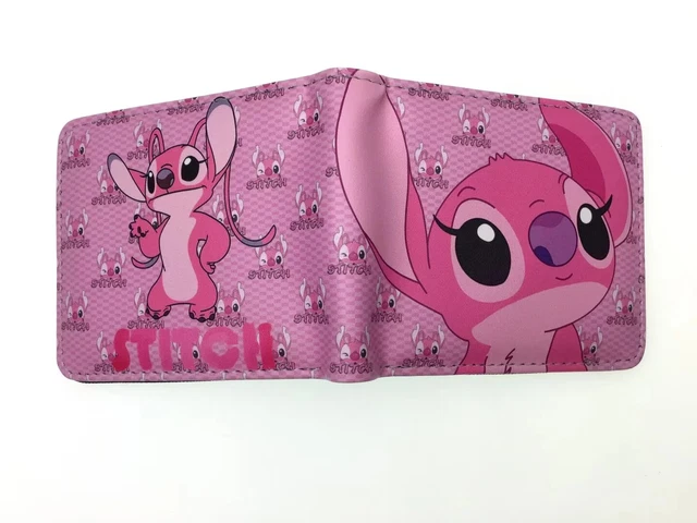 LILO AND STITCH Angel PU Wallet 3D Short Bi-fold Wallets Card Holder ...