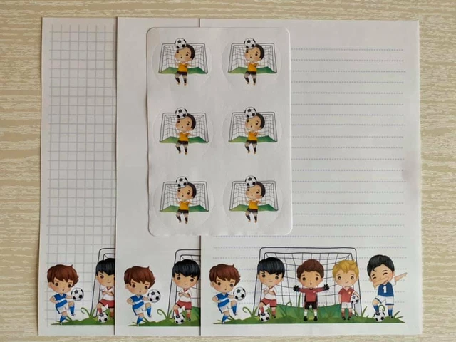FOOTBALL STATIONERY, 25 Sheet Letter Writing Paper & 6 Stickers Set £5. ...
