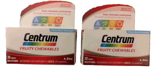 2 X CENTRUM Fruity Chewables Multivitamin Mineral Tablets - 2x 30 ...