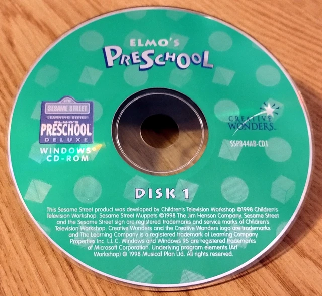 ELMO'S PRESCHOOL DELUXE Retro PC Game 2 Discs [Tested] - Kids Edu ...