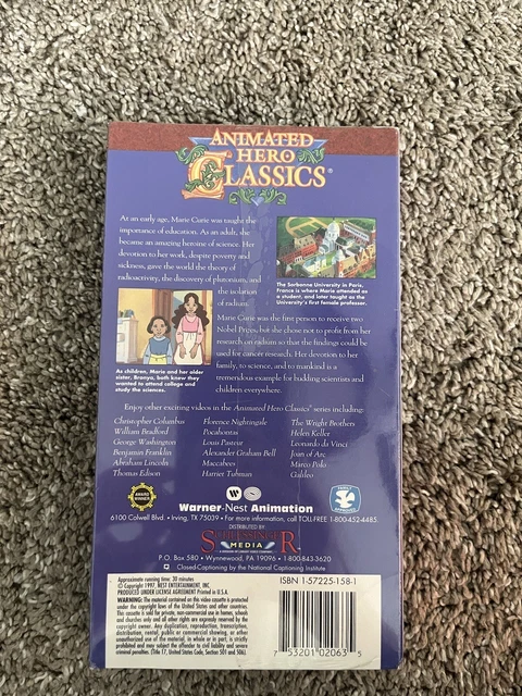 NEW NEST ENTERTAINMENTS Vhs Animated Hero Classics Marie Curie £14.19 ...