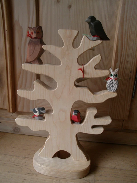 OSTHEIMER FIGUREN VOGELBAUM Baum Eule Uhu Vögel Rabe Elster Dompfaff ...