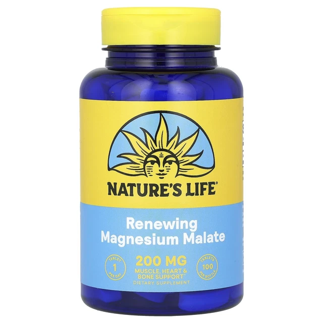 NATURE'S LIFE, MAGNESIUM Malate, 200 mg, 100 Tablets - New, Fast ...
