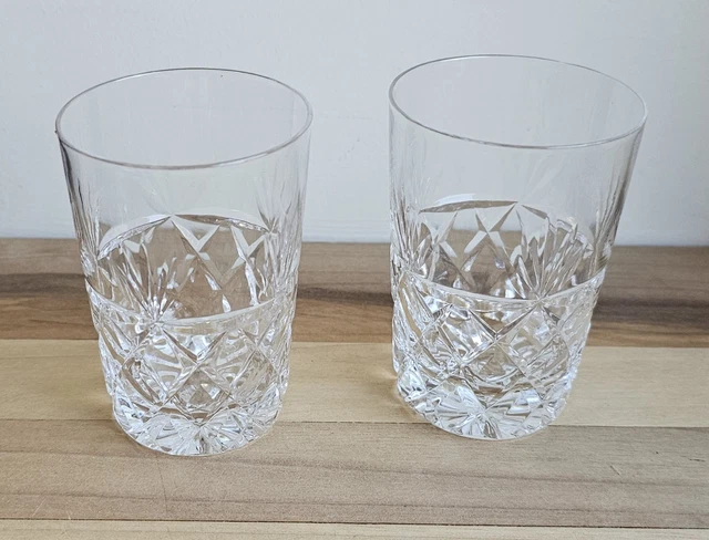 PAIR VINTAGE CUT Glass Whisky Tumblers – Heavy Crystal Style – 9cm £23. ...