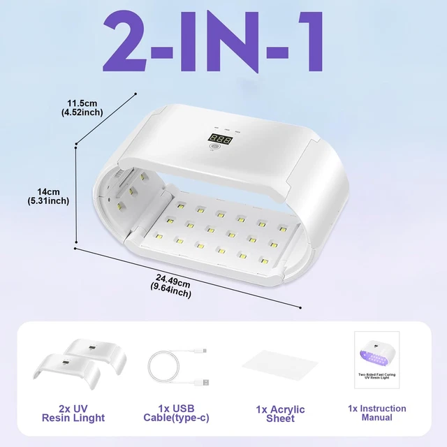 UV LIGHT FOR Resin,Two-Sided Fast Curing UV Resin Light,Foldable ...