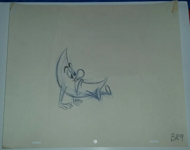 RARE VTG COURAGEOUS Cat Animation Drawing Moon Man Sam Singer Bob Kane ...