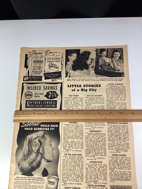 ATLANTA GA PRINT Ad 1945 AJC Jimmy Roberts 1040 Katherwood Drive Halo ...