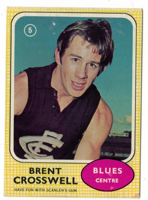 SCANLENS VFL 1970 Footy Card Brent Crosswell Carlton Blues Premiers ...