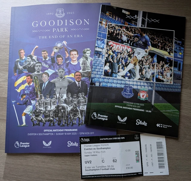 EVERTON FC ~ Last Ever Game At Goodison Bundle ~ Programmes & Ticket £ ...