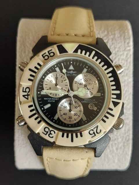 VINTAGE QUARTZ SECTOR Underlab Chronograph, Steel 40mm NOS NEW Old ...