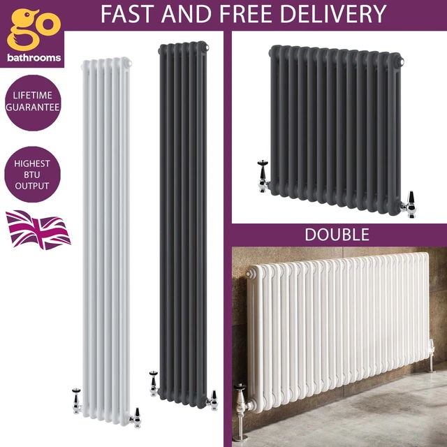 TRADITIONAL 2 COLUMN Radiator Vertical Horizontal Rad Cast Iron Style ...