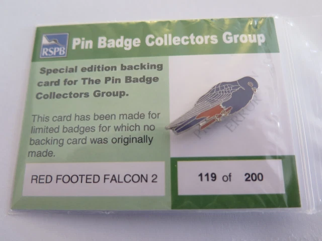 RSPB LIMITED EDITION Red Footed Falcon 2 No 119 of 200 Pin Badge ...