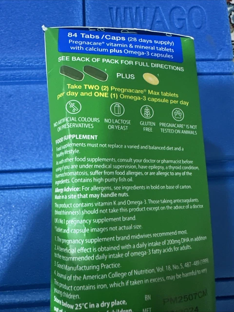 VITABIOTICS PREGNACARE MAX Tablets Plus Capsules Omega - (84)(Box ...