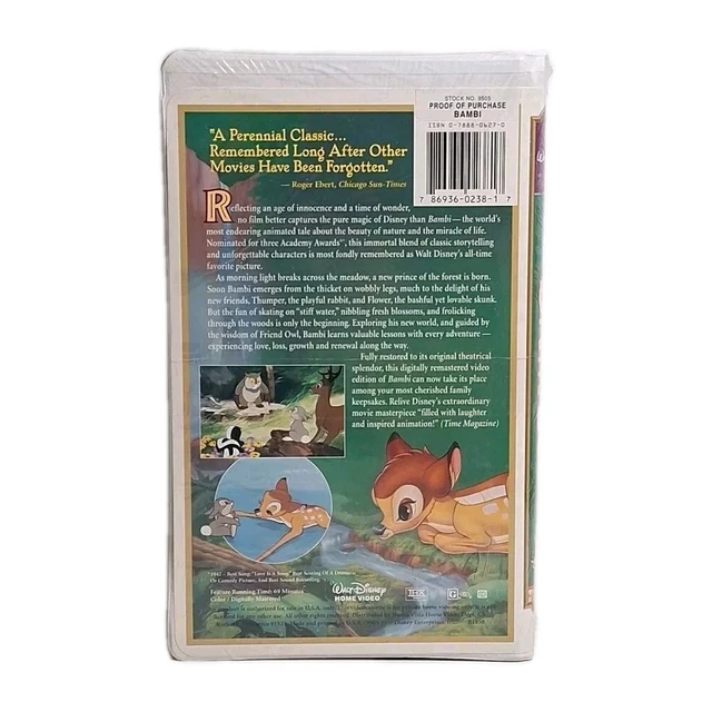 BAMBI VHS NEW (Ripped Seal) 55th Anniversary Walt Disney's Limited ...