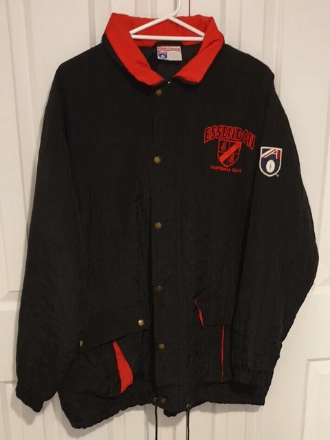 ESSENDON BOMBERS RARE Vintage Nylon All Weather Padded Hooded Jacket ...